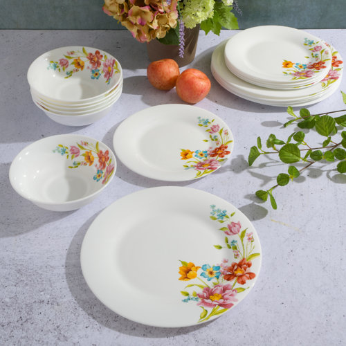 Gibson Home Ultra Break Resistant 18 Piece Dinnerware Set, Red Flora & Reviews - Wayfair Canada